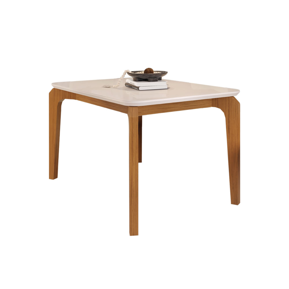 Mesa Retangular Ryze Tampo Com Vidro Off White 1,36m