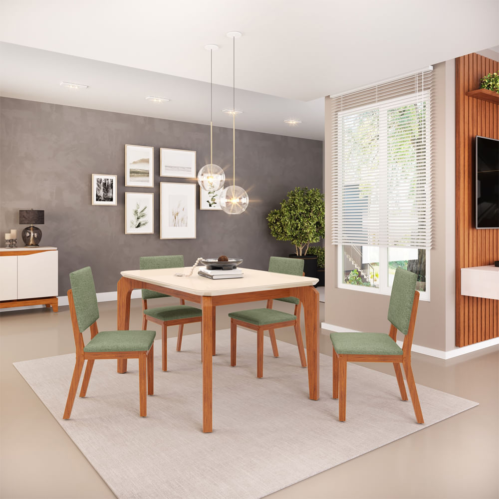 Mesa Retangular Ryze Tampo Com Vidro Off White 1,36m